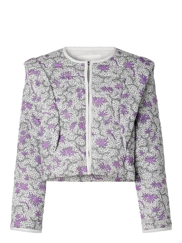 MARANT ETOILE Drew Convertible Printed Quilted Cotton Jacket - Violet