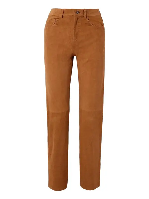 BLAZÉ MILANO Paneled Suede Straight-leg Pants - Camel