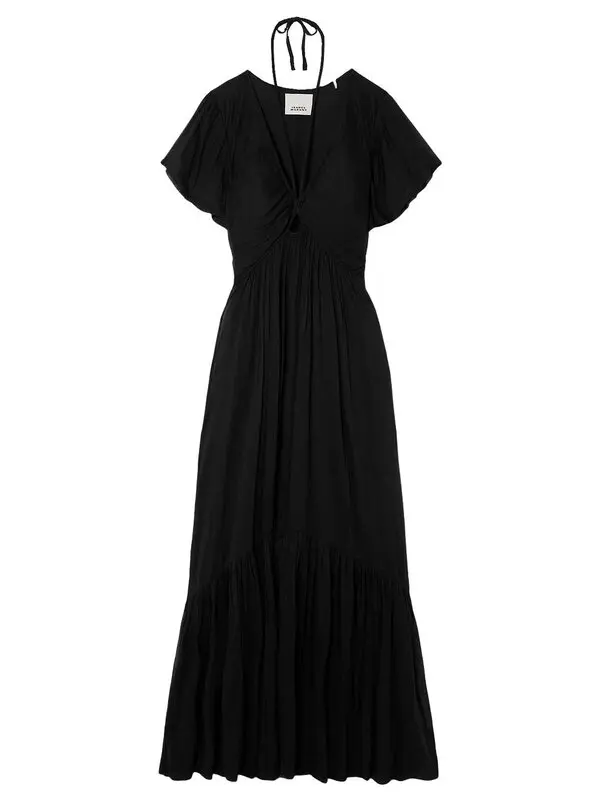 Isabel Marant Étoile Agathe Tiered Cotton And Silk-blend Crepon Maxi Dress - Black