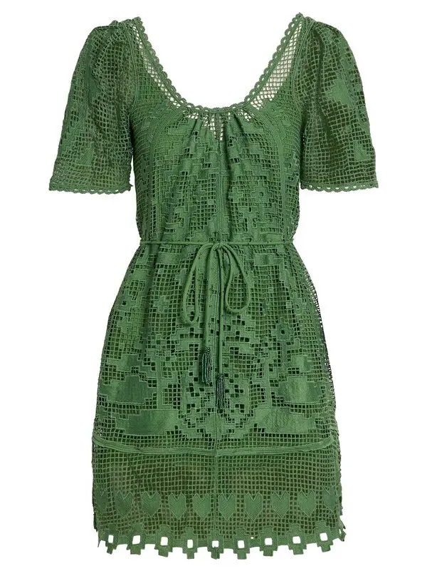 Farm Rio Crochet Mini Dress - Emerald