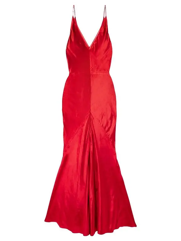 Gabriela Hearst Brigita Paneled Silk-velvet Maxi Dress - Red