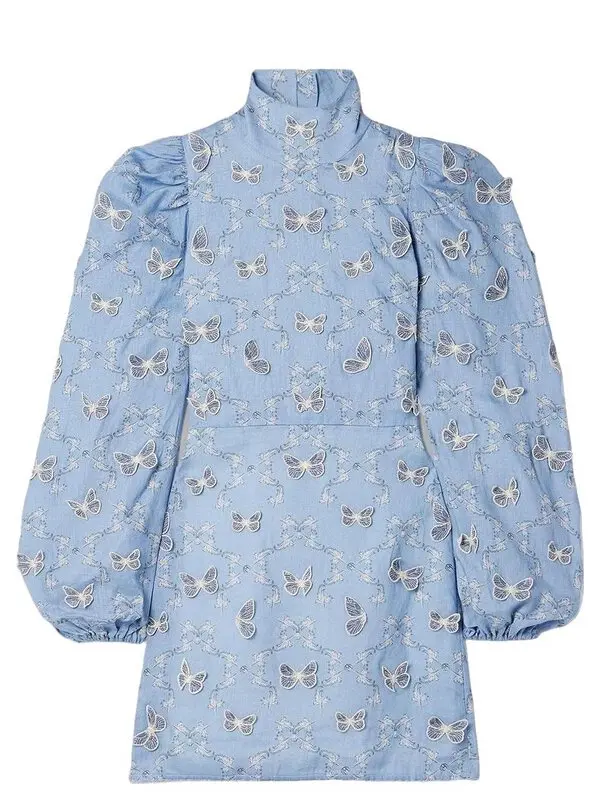 Agua Bendita Guaba Lymanopoda Turtleneck Mini Dress - Light Blue