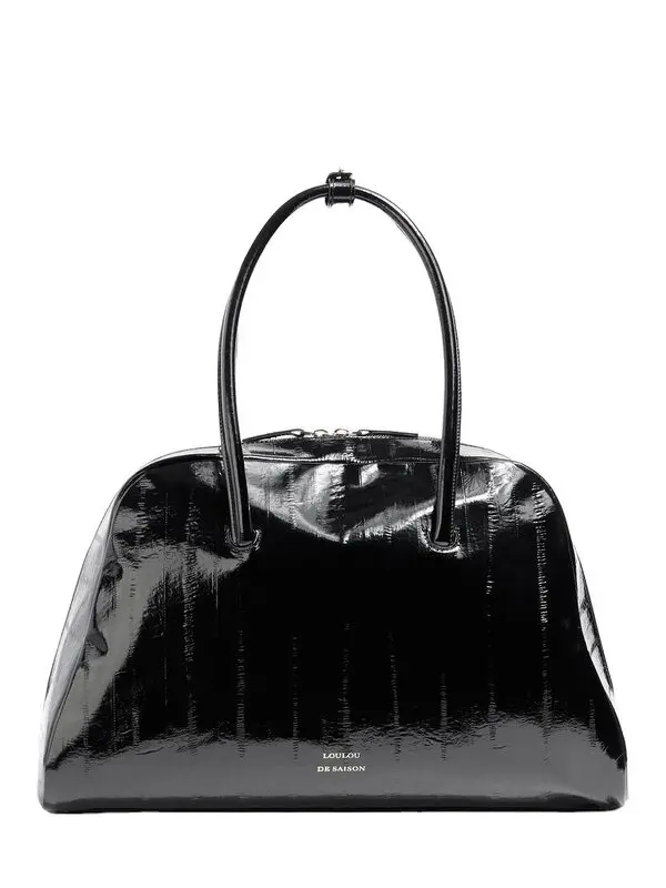 Loulou De Saison Patent Leather Tote With Croc Effect - Black