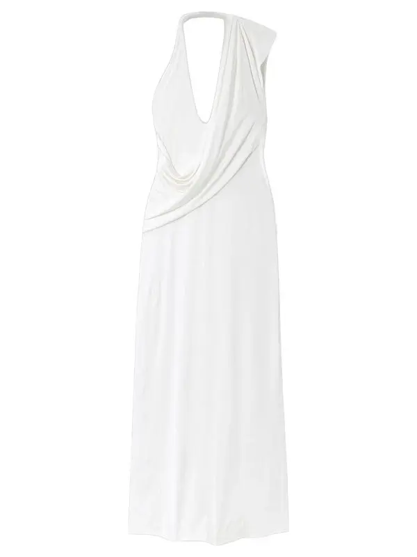 Magda Butrym Asymmetric Draped Jersey Gown - White