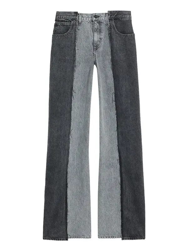 SLVRLAKE Mica Two-tone Low-rise Wide-leg Jeans - Gray