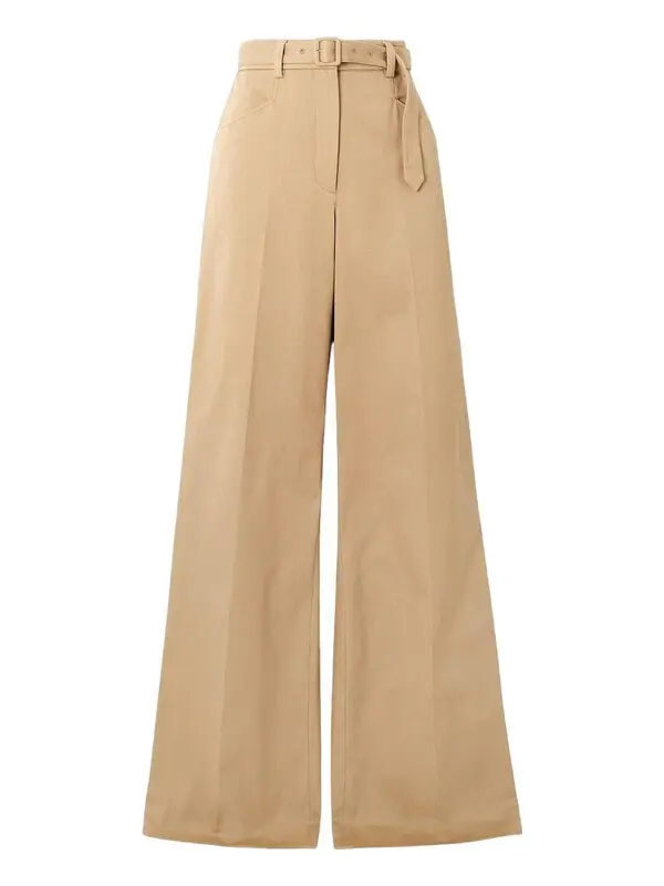 Gabriela Hearst Norman Belted Cotton-gabardine Wide-leg Pants - Sand