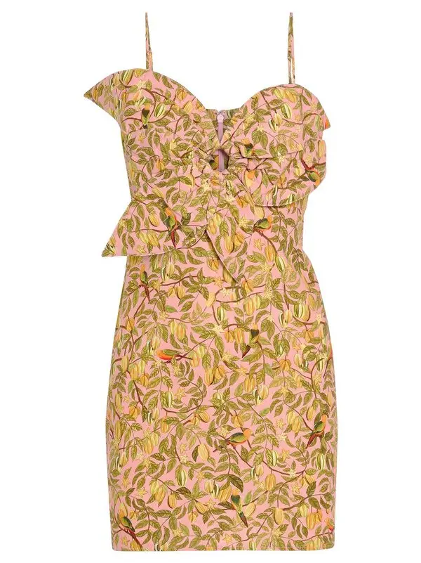 Farm Rio Printed Linen-blend Mini Dress - Pink