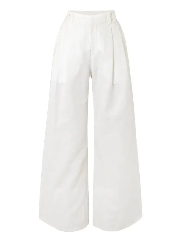 Brunello Cucinelli High-rise Wide-leg Pleated Jeans - White