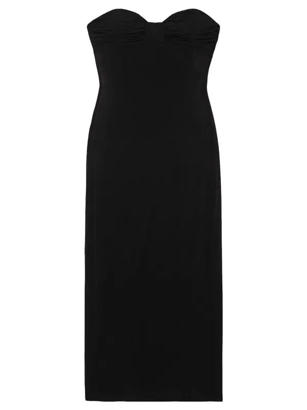 Magda Butrym Strapless Gathered Jersey Midi Dress - Black