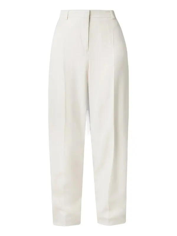 TOTEME Buckle-detailed Crepe Tapered Pants - Ecru