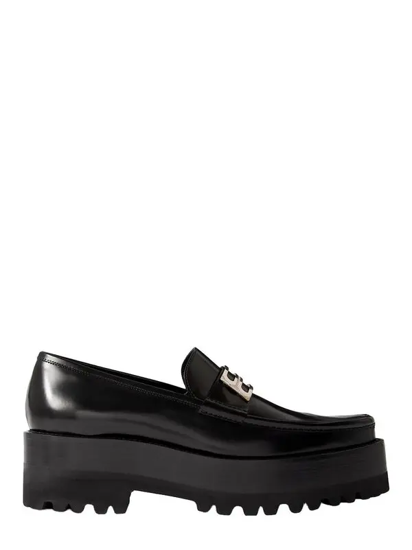 Victoria Beckham Embellished Leather Platform Loafers - Black