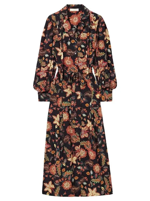 Ulla Johnson Giselle Belted Floral-print Silk Midi Dress - Multicolor