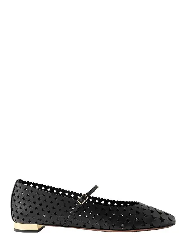 AQUAZZURA Amourose Laser-cut Leather Ballet Flats - Beige