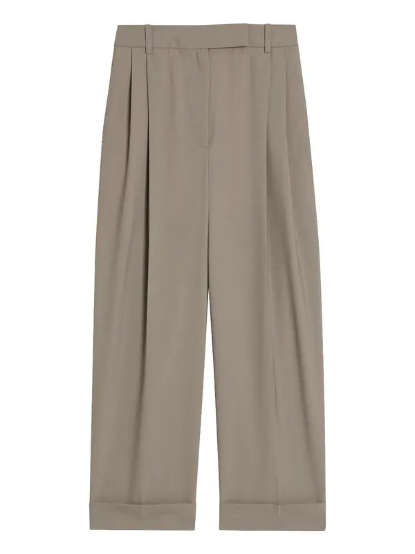 RÓHE Cropped Grain De Poudre Wide-leg Pants - Taupe