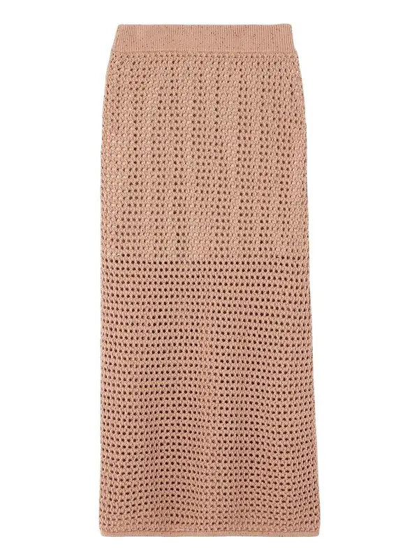 Brunello Cucinelli Open Knit Sequined Midi Skirt - Antique Rose