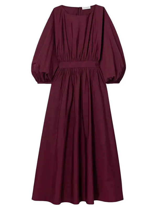 Gabriela Hearst Ahmose Gathered Cotton-poplin Midi Dress - Merlot