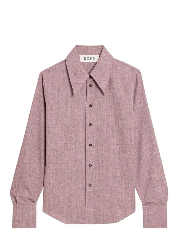 RÓHE Wool-blend Shirt With Buttoned Cuffs - Grape