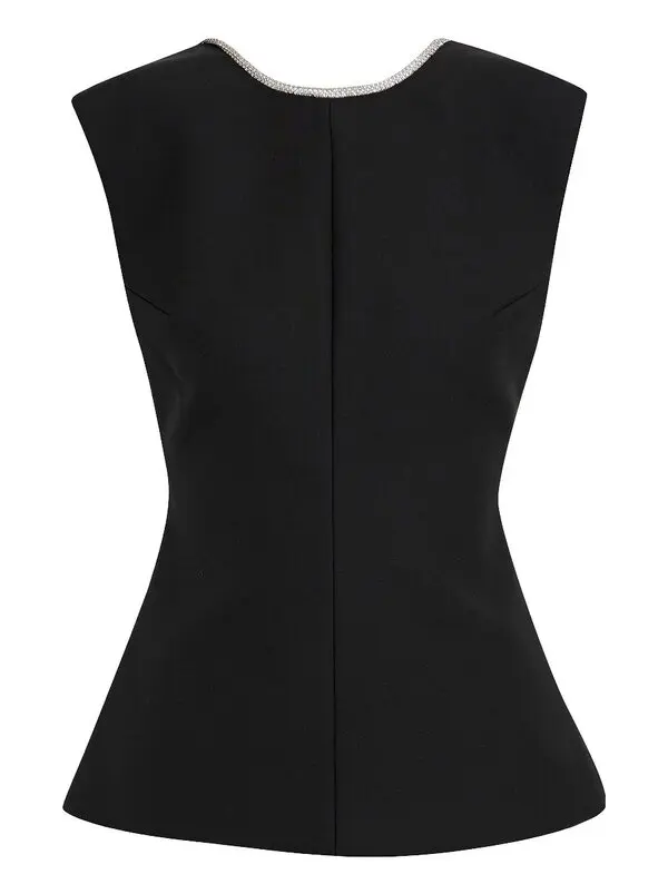 RÓHE Open Back Crystal-embellished Wool-blend Top - Black