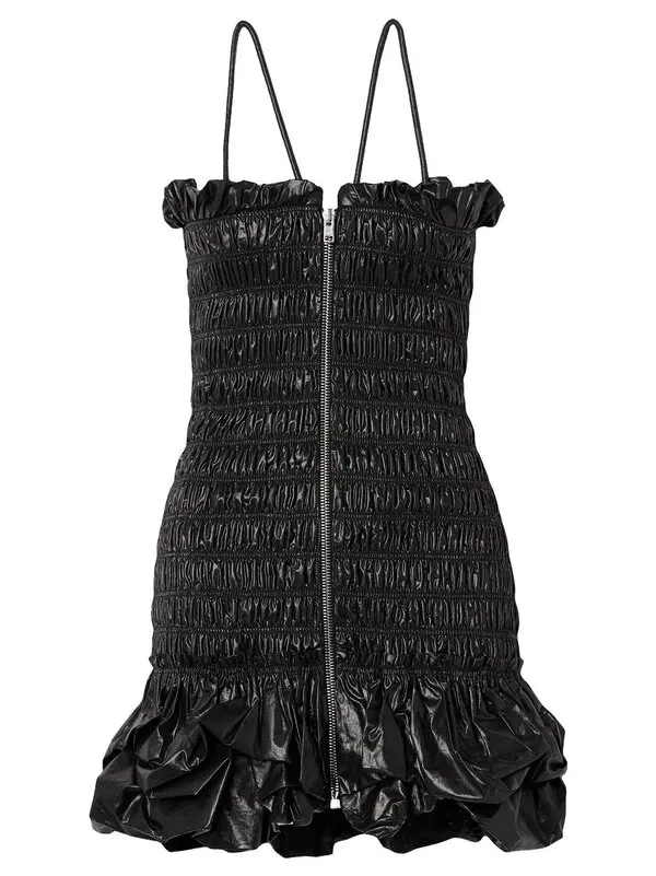 Isabel Marant Étoile Daily" Ruched Coated Cotton-blend Mini Dress - Black