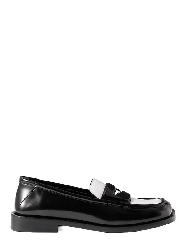 Attico Amanda Two-tone Leather Loafers - Black