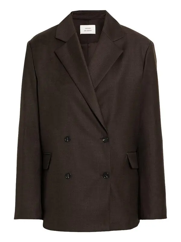 Loulou De Saison Donauld Double-breasted Wool Blazer - Dark Brown