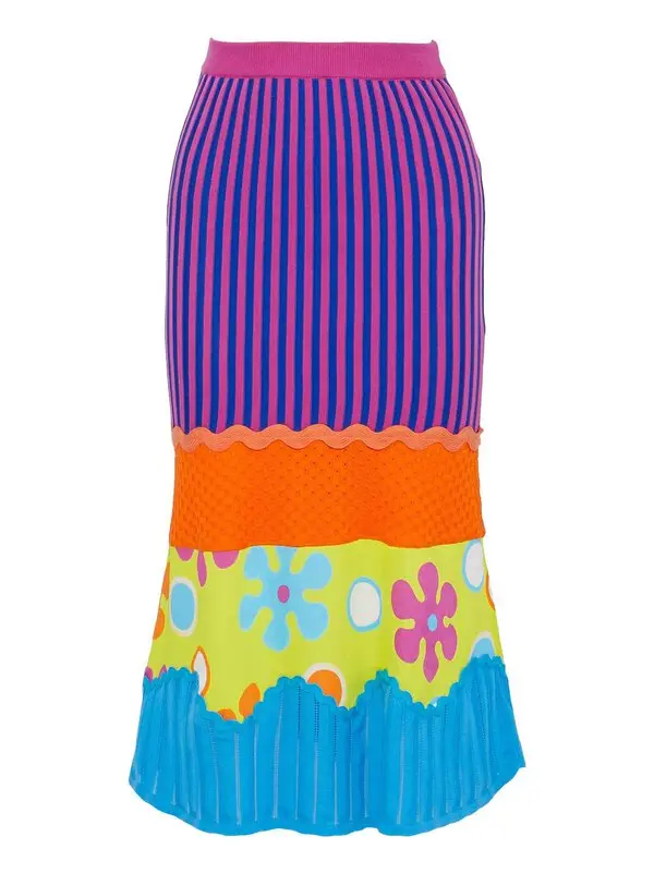 Moschino Paneled Cotton Midi Skirt - Multicolor