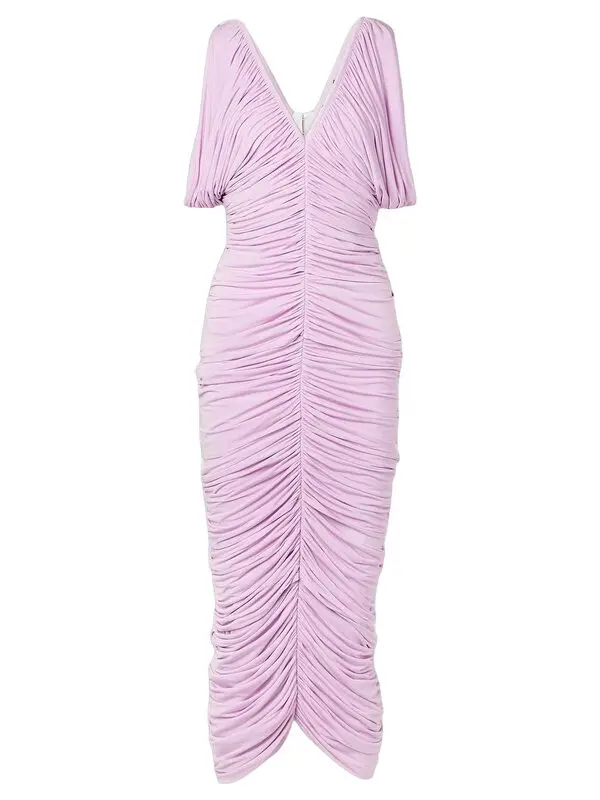 Magda Butrym Ruched Satin-jersey Midi Dress - Baby Pink