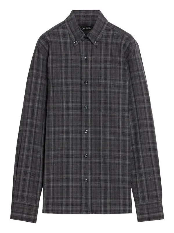TOM FORD Checked Cottonflannel Shirt - Black
