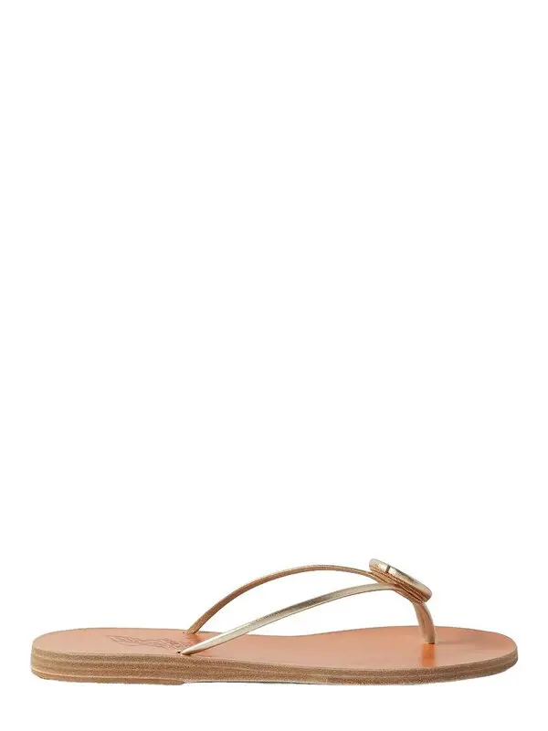 ANCIENT GREEK SANDALS Strovilos Metallic Leather Flip Flops - Gold