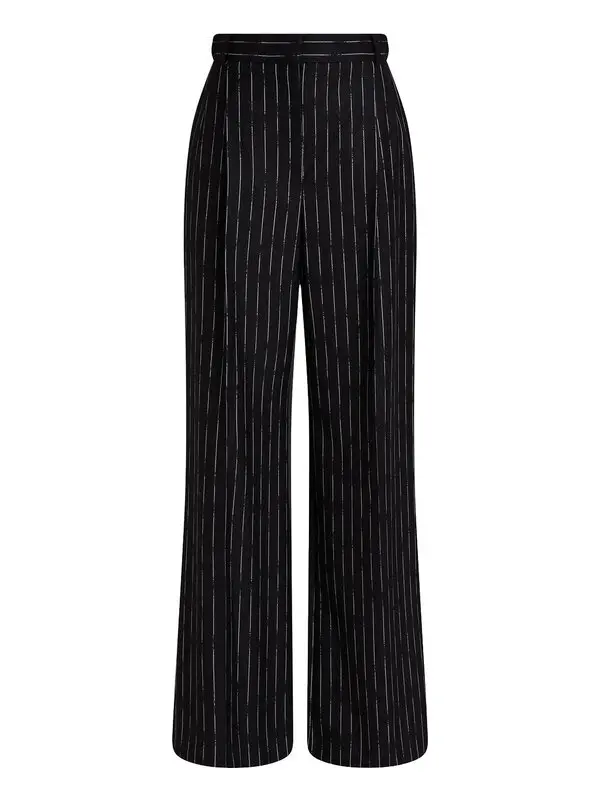 Alexander McQueen Pinstriped Wool Twill Wide-leg Pants - Black