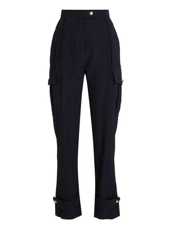 Alexander McQueen Pleated Twill Tapered Pants - Midnight Blue
