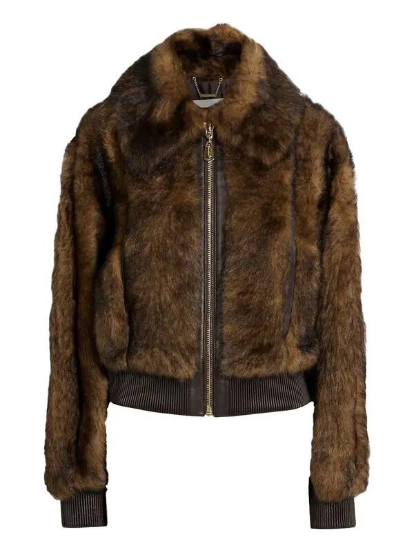 Zimmermann Shearling Bomber Jacket With Fur Detailing - Chocolate