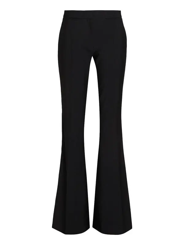 Alexander McQueen Wool Crepe Flared Pants With Silk-satin Trims - Black