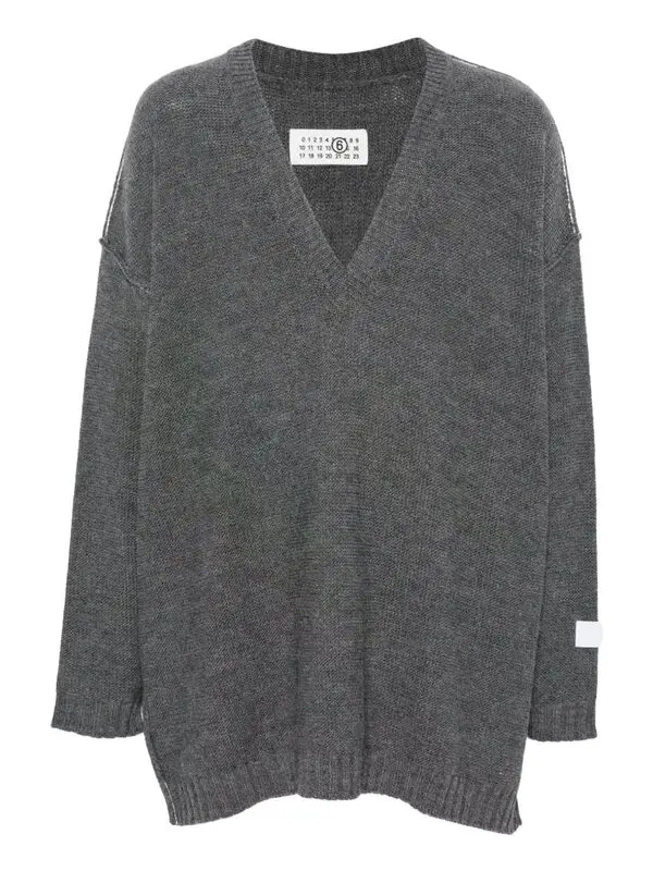 MAISON MARGIELA V-neck Drop Shoulder Sweater - Grey