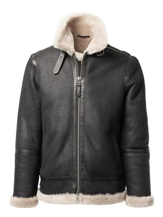 Allen Edmonds Shearling Aviator Jacket - Black
