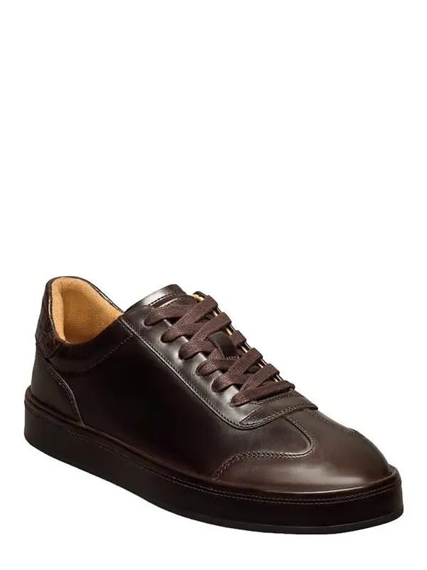 Allen Edmonds Hawthorne Reserve Lace-up Sneaker In Premium Crust Calfskin Leather With Genuine Crocodile Heel Accent - Deep Brown Calf & Genuine Croc