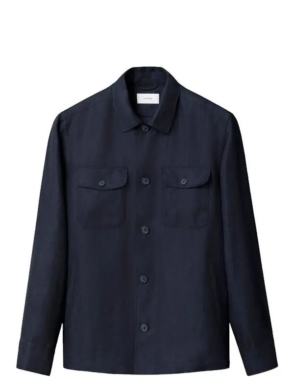 Allen Edmonds Eton Linen Four-pocket Overshirt - Navy