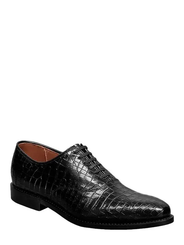 Allen Edmonds Carlyle Plain-toe Oxford Dress Shoe - Black Embossed Croco Leather
