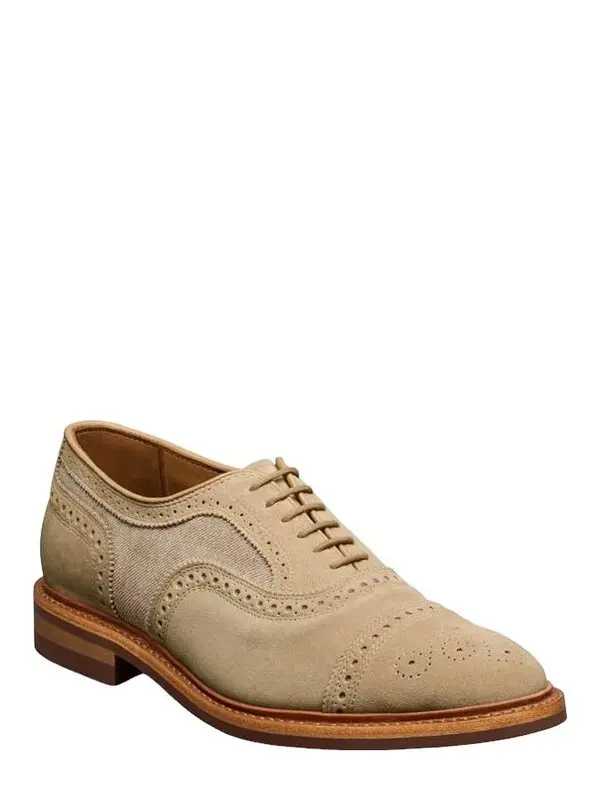 Allen Edmonds Strandmok Cap-toe Oxford With Dainite Rubber Sole - Bone Suede Mix