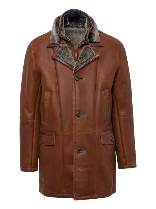 Allen Edmonds Silky Shearling Car Coat - Cognac