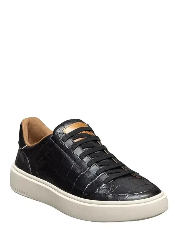 Allen Edmonds Oliver Low Top Sneakers With Embossed Croc Leather - Black Embossed Croco Leather