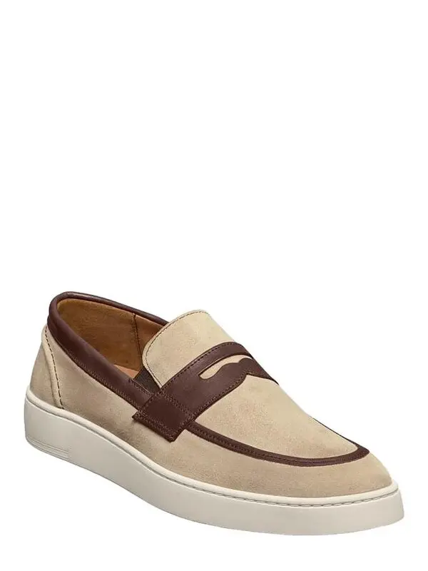 Allen Edmonds Randolph 2.0 Slip-on Sneaker In Suede And Leather - Sand/chilisuede&leather