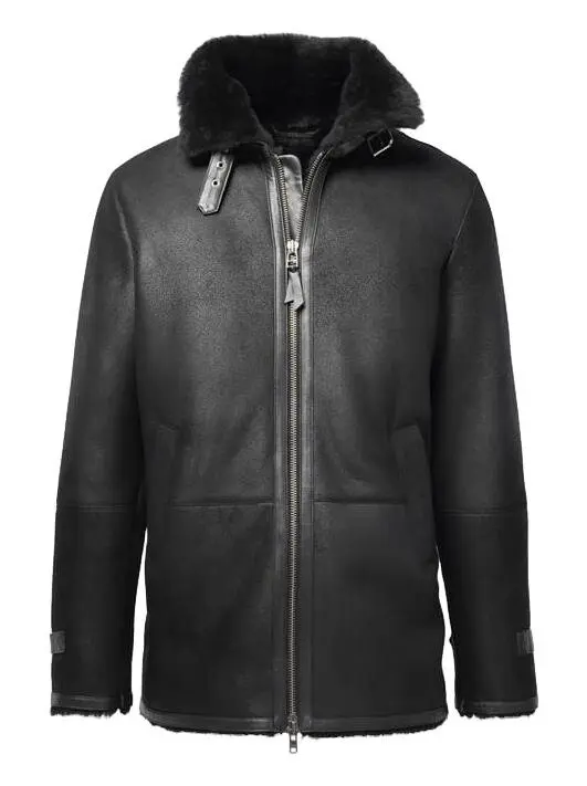 Allen Edmonds Shearling Aviator Jacket - Black