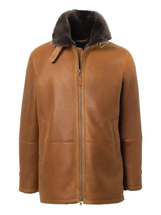 Allen Edmonds Shearling Aviator Jacket - Cognac