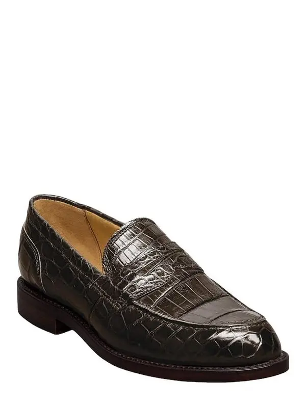 Allen Edmonds Miller Reserve Penny Loafer - Dark Brown Genuine Crocodile