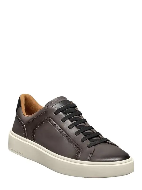 Allen Edmonds Oliver Brogue Detail Leather Low Top Sneakers - Grey Leather