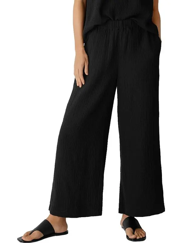 Eileen Fisher Cotton Ankle Pants - Black