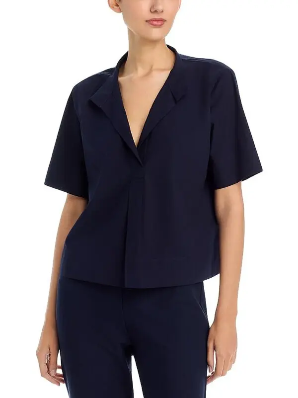 Eileen Fisher Cotton Open Collar Top - Ink