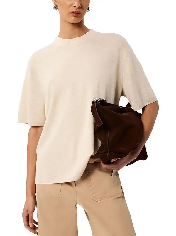 Whistles Fine Knit Tee - Oatmeal