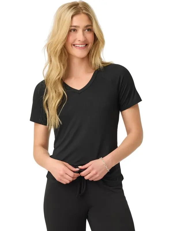PJ Salvage Modal V-neck Short Sleeve Tee - Black